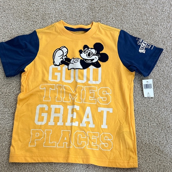 Disney | Shirts & Tops | Disney Mickey Mouse Yellow And Navy Kids Tee ...